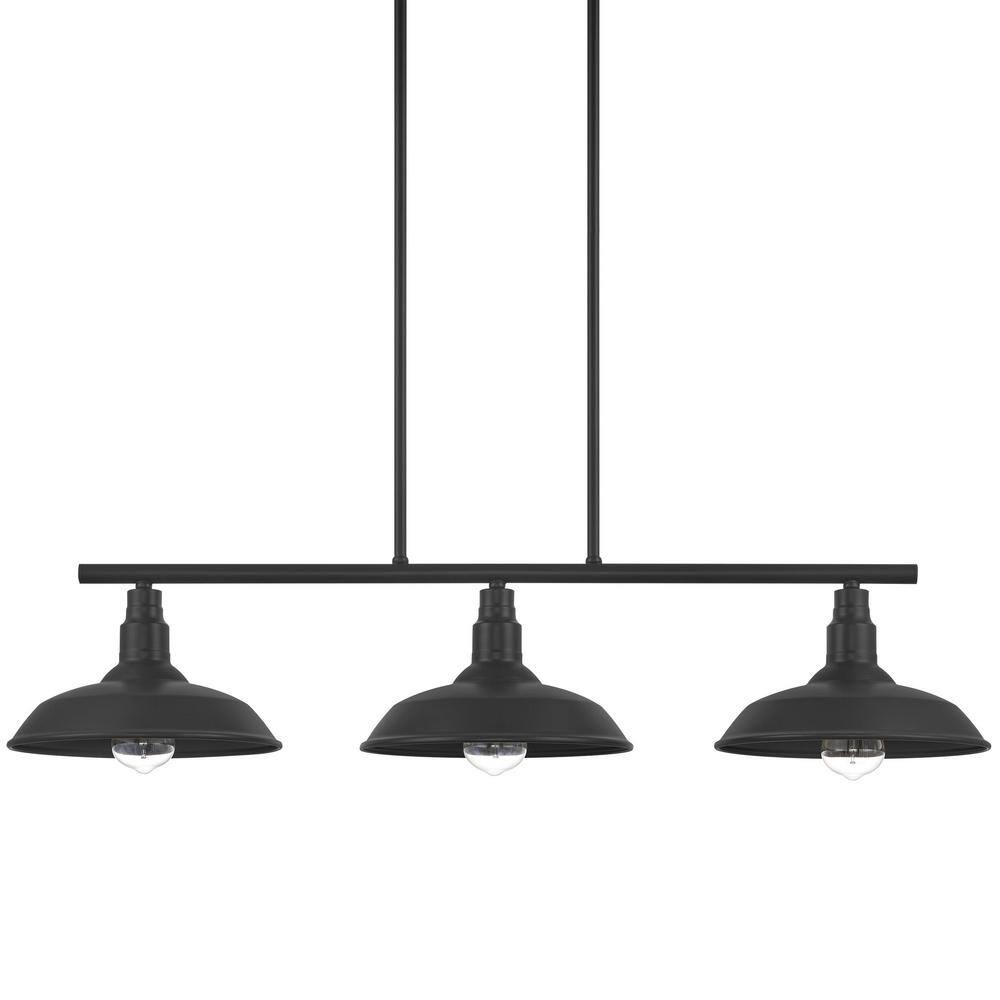 Hampton Bay Kelford 35 in. 3-Light Black Island Chandelier Light ...