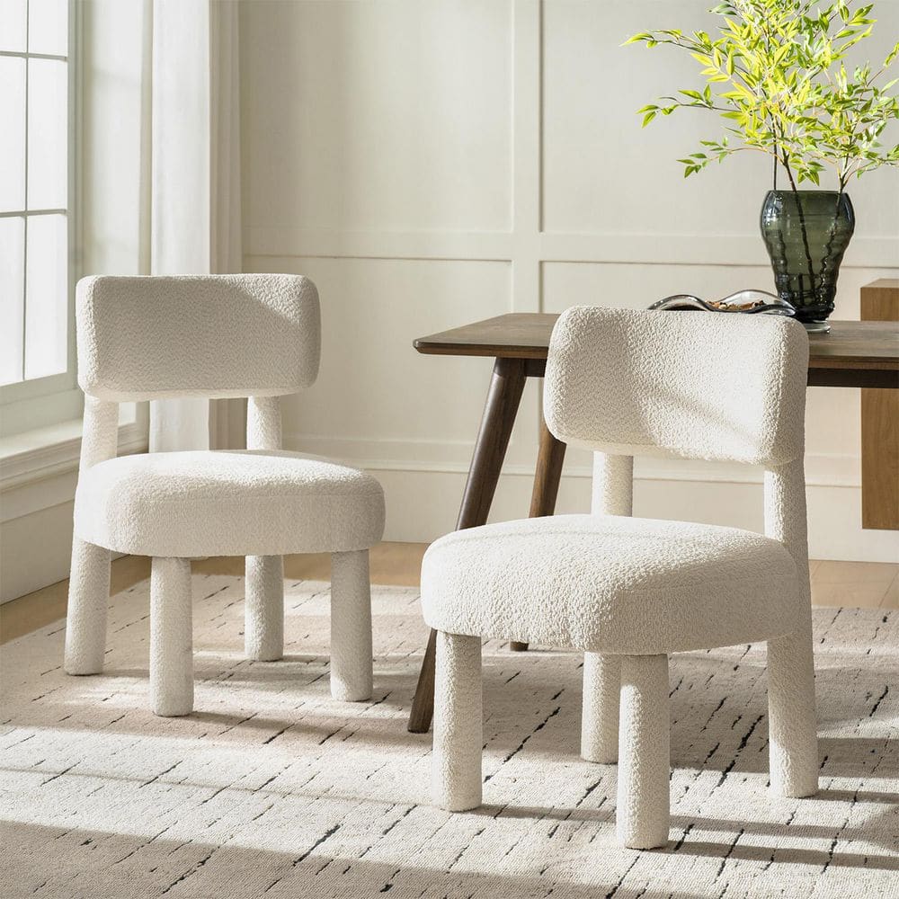 JAYDEN CREATION Jennifer Beige Polyester Dining Chair with Solid Wood ...