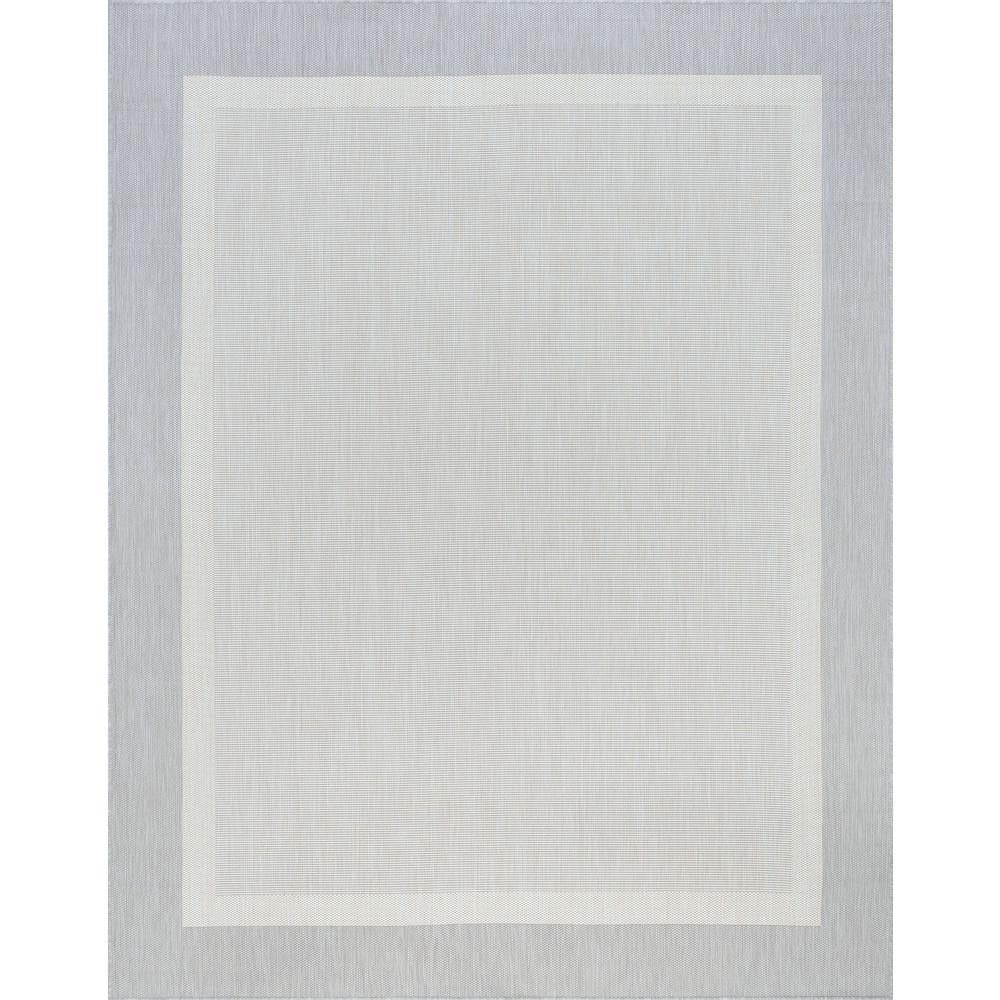 Tayse Rugs Eco Solid Border Gray 5 ft. x 8 ft. Indoor/Outdoor Area Rug ...