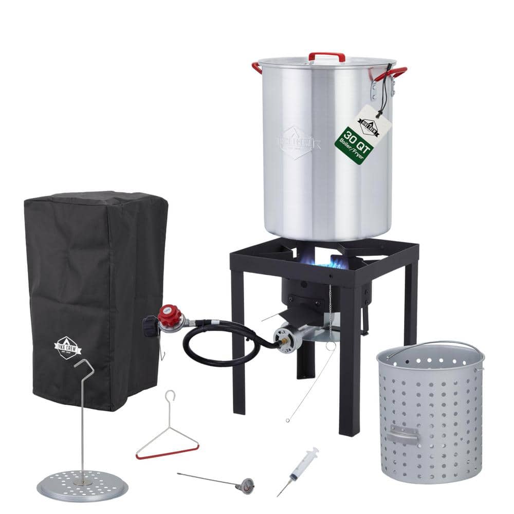 Hike Crew 10-Piece Outdoor Turkey Fryer Kit with 30 Qt. Boiler Pot, 10 ...