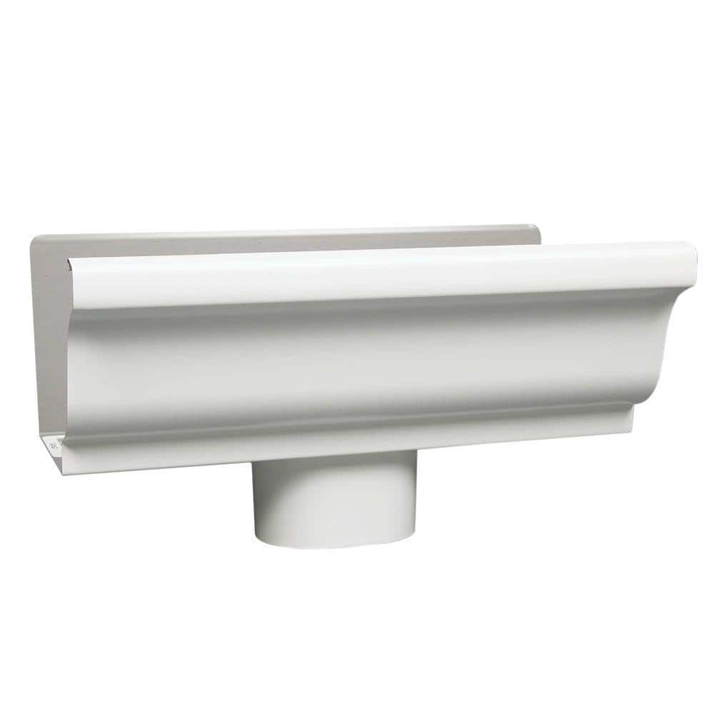 Amerimax 4 in. White Galvanized Steel K-Style Gutter End with Drop ...