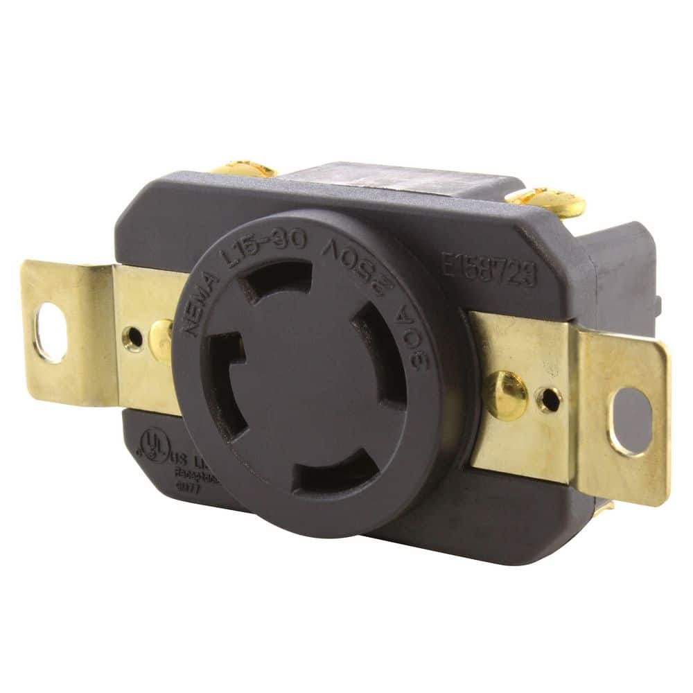 AC WORKS 30A 3-Phase 250V L15-30R Flush Mount Locking Industrial Grade ...