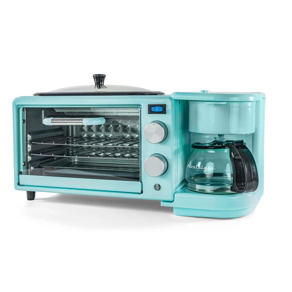 Nostalgia Retro 600 W 3-in-1 Toaster Oven Breakfast Station-Aqua ...