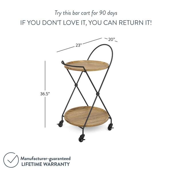 Buy Sage 2-Tier Warm Walnut Tray and Black Metal Round Mid-Century ...