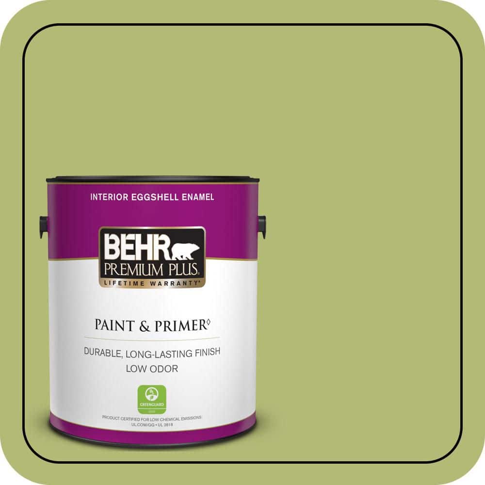 BEHR PREMIUM PLUS 1 gal. #410D-4 Asparagus Eggshell Enamel Low Odor ...