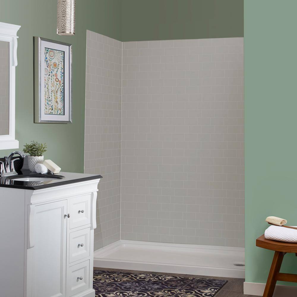 Foremost Jetcoat 32 in. x 60 in. x 78 in. 5-Piece Shower Kit in Grey ...