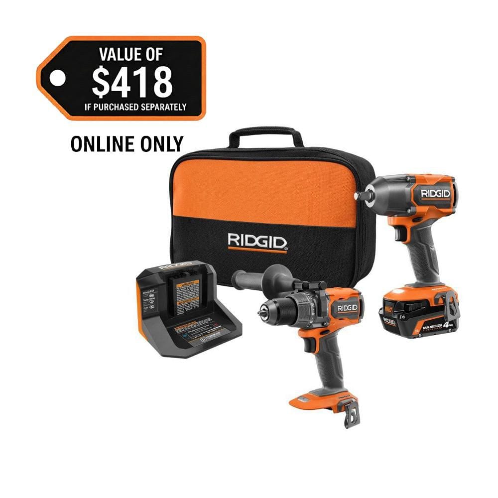 RIDGID 18V Brushless Cordless 2-Tool Combo Kit w/ 1/2 in. Impact Wrench ...