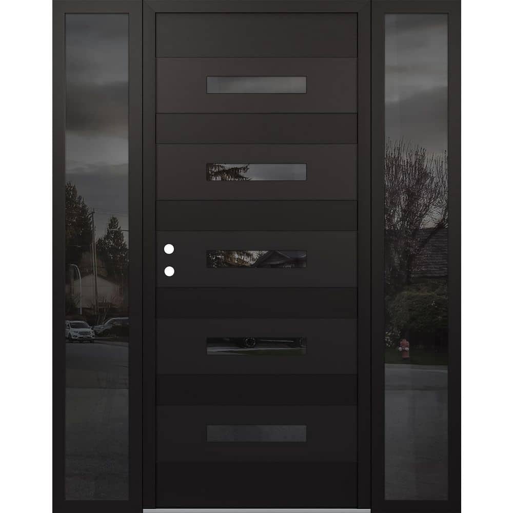 Tessari Doors D9 64 in. x 80 in. Black P Right-Hand/Inswing Mirrored ...