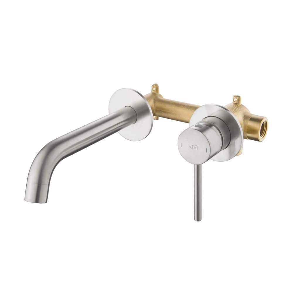 KIBI Single Handle Wall Mounted Bathroom Faucet in Brushed Nickel HD ...