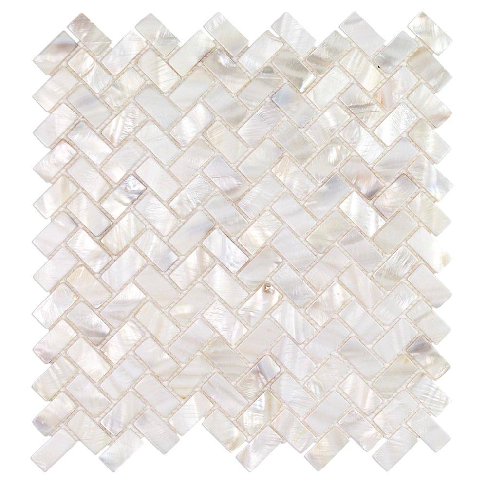 Ivy Hill Tile Pacif White Herringbone Pearl 3 in. x 6 in. Mosaic Tile ...