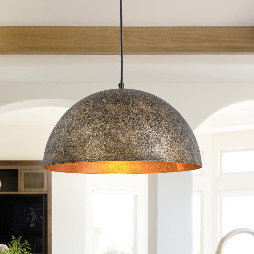 Y'INSP Brava 1-Light Antique Bronze Dome Pendant Light with Metal Shade ...
