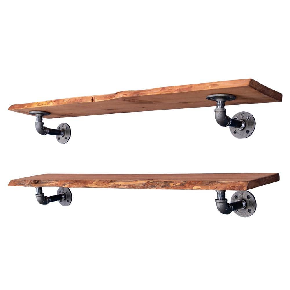 PIPE DECOR 36 in. W x 7.5 in. D x 4.5 in. H Sunset Cedar Live Edge Wood ...