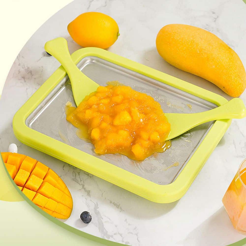 Fried Ice Cream Roll Machine Set of 2 Scrapers, Stainless Steel DIY ...