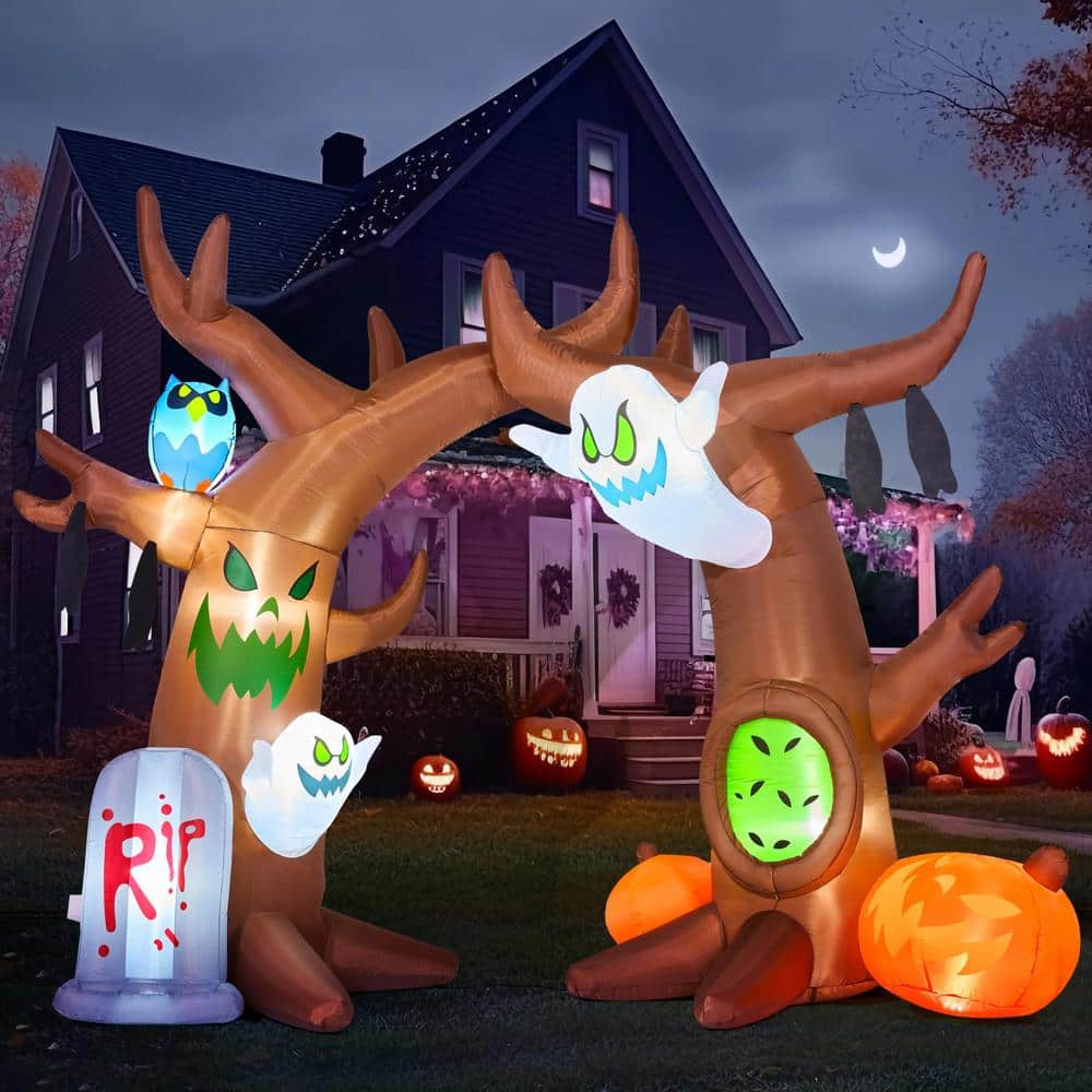 SYNCFUN 8 ft. Multi-Color Halloween Inflatable Scary Tree Arch. Made of ...