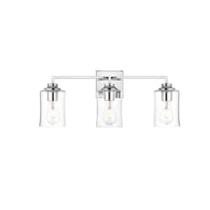 Simply Living 32 in. 4-Light Modern Chrome Vanity Light with Clear Bell ...
