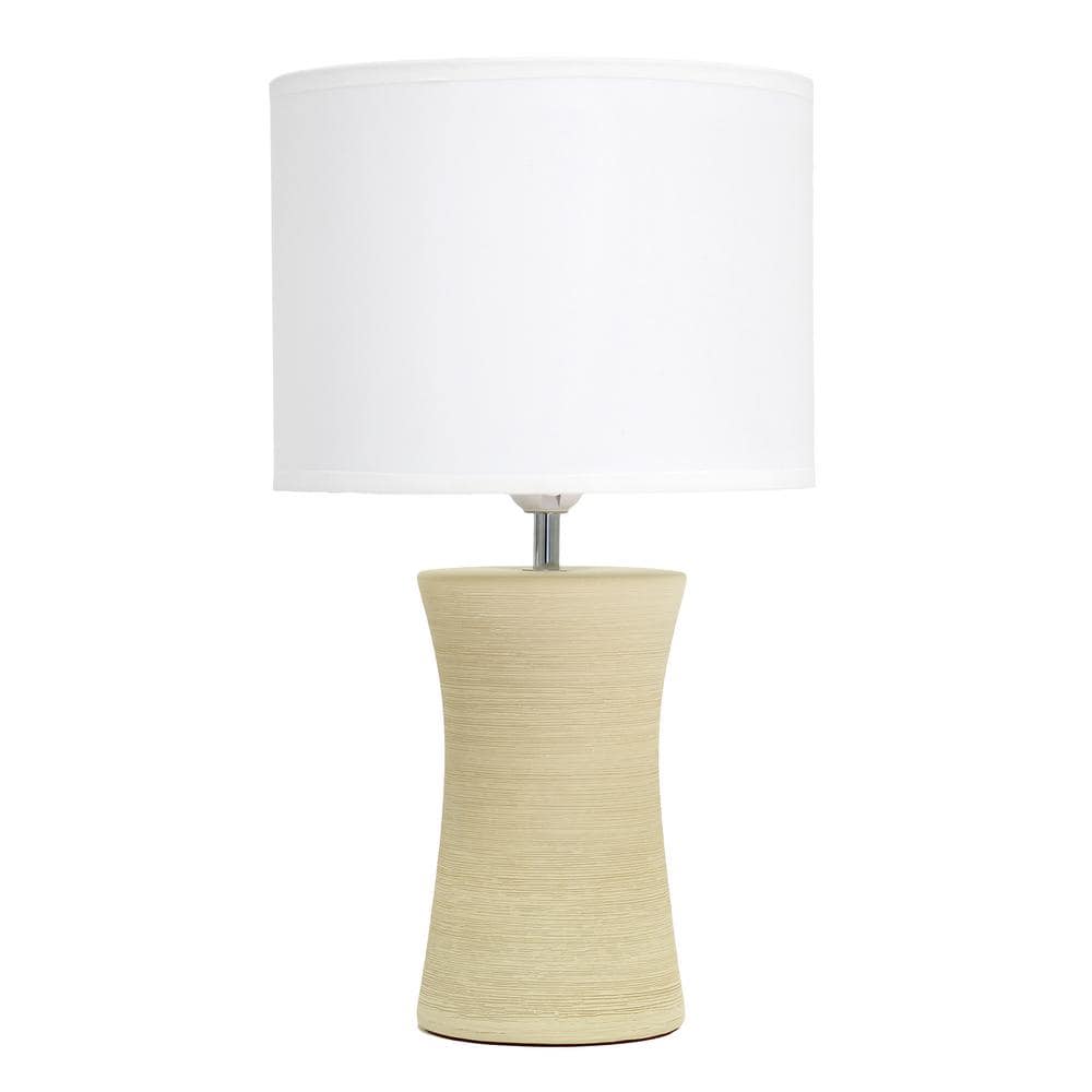 Simple Designs 16 .5 in. Beige Ceramic Hourglass Table Lamp LT2099-BGE ...