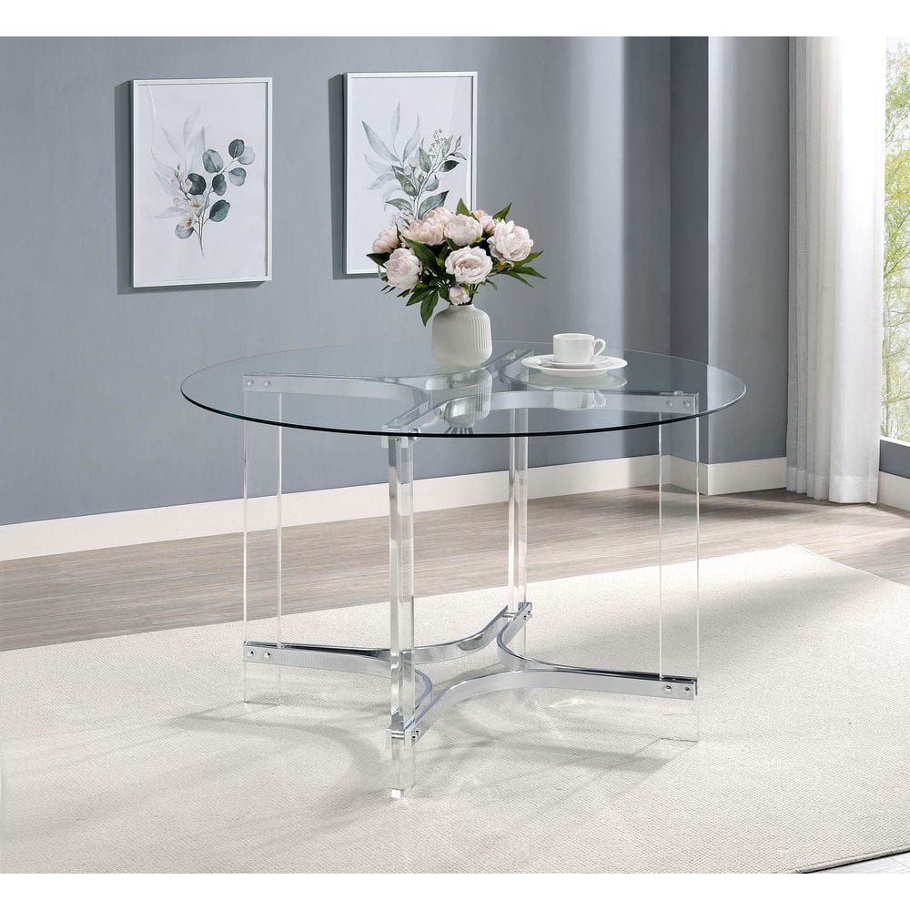 Coaster Keeling Contemporary Chrome and Clear Glass Top Acrylic 48 in ...