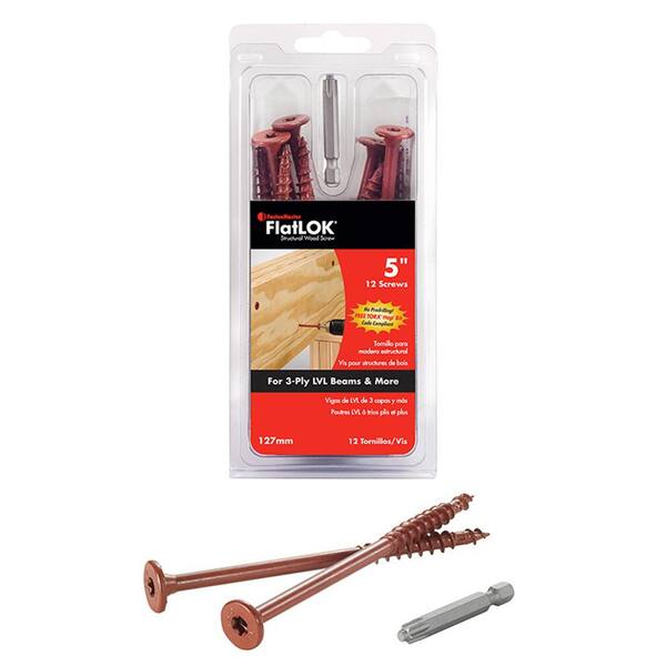 FastenMaster FlatLOK 5 in. Structural Wood Screw (Single Fastener ...