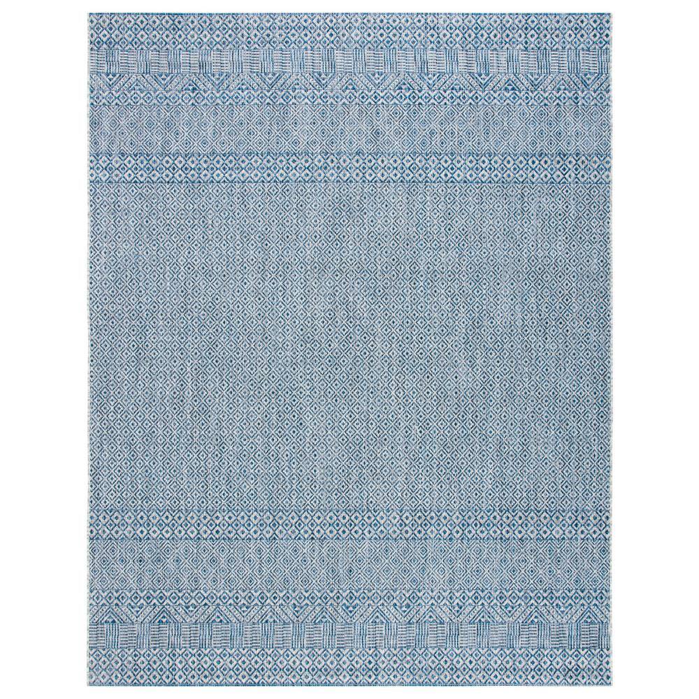 SAFAVIEH Courtyard Gray/Blue 9 ft. x 12 ft. Modern Geometric Diamond ...