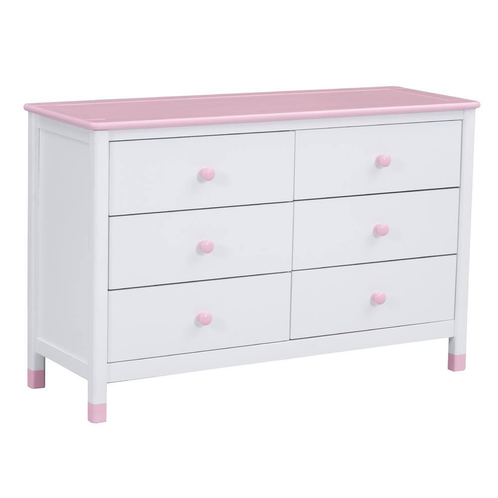 47 in. W x 17 in. D x 30 in. H White and Pink Linen Cabinet Storage ...