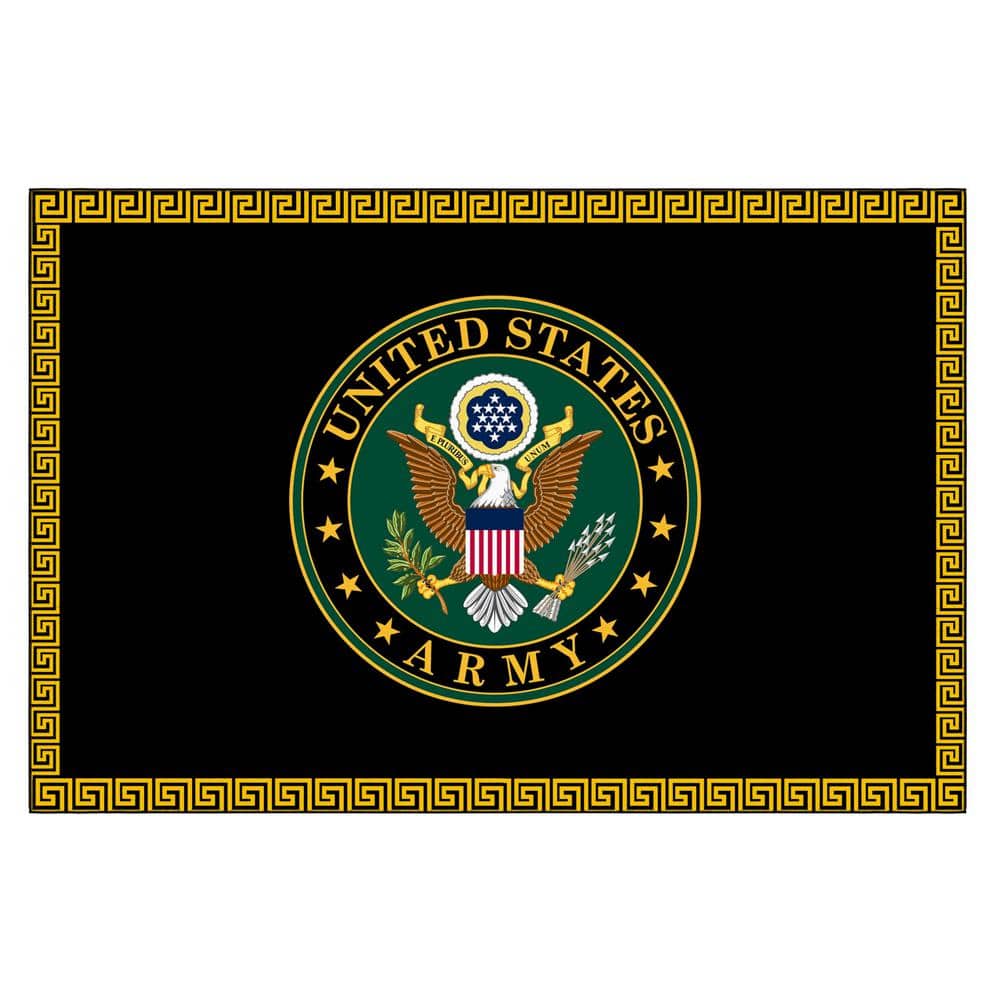 Ottomanson Black/Yellow 5 ft. x 7 ft. Washable Man Cave Bedroom US ARMY ...