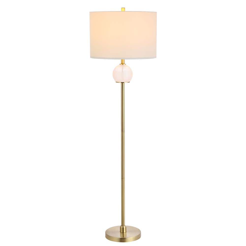 WINGBO 62 in. Elegant Floor Lamp, Gold Standing Light with 5.5in. White ...
