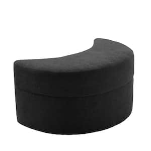 Uixe Modern Ivory Boucle Polyester Half Crescent Moon Storage Ottoman ...