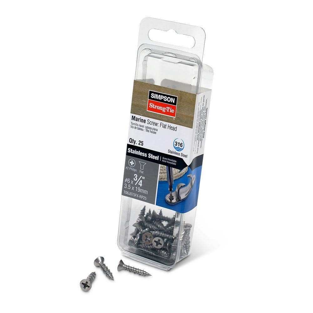 Simpson Strong-Tie #6 x 3/4 in. #2 Phillips Drive, Flat Head, Type 316 ...