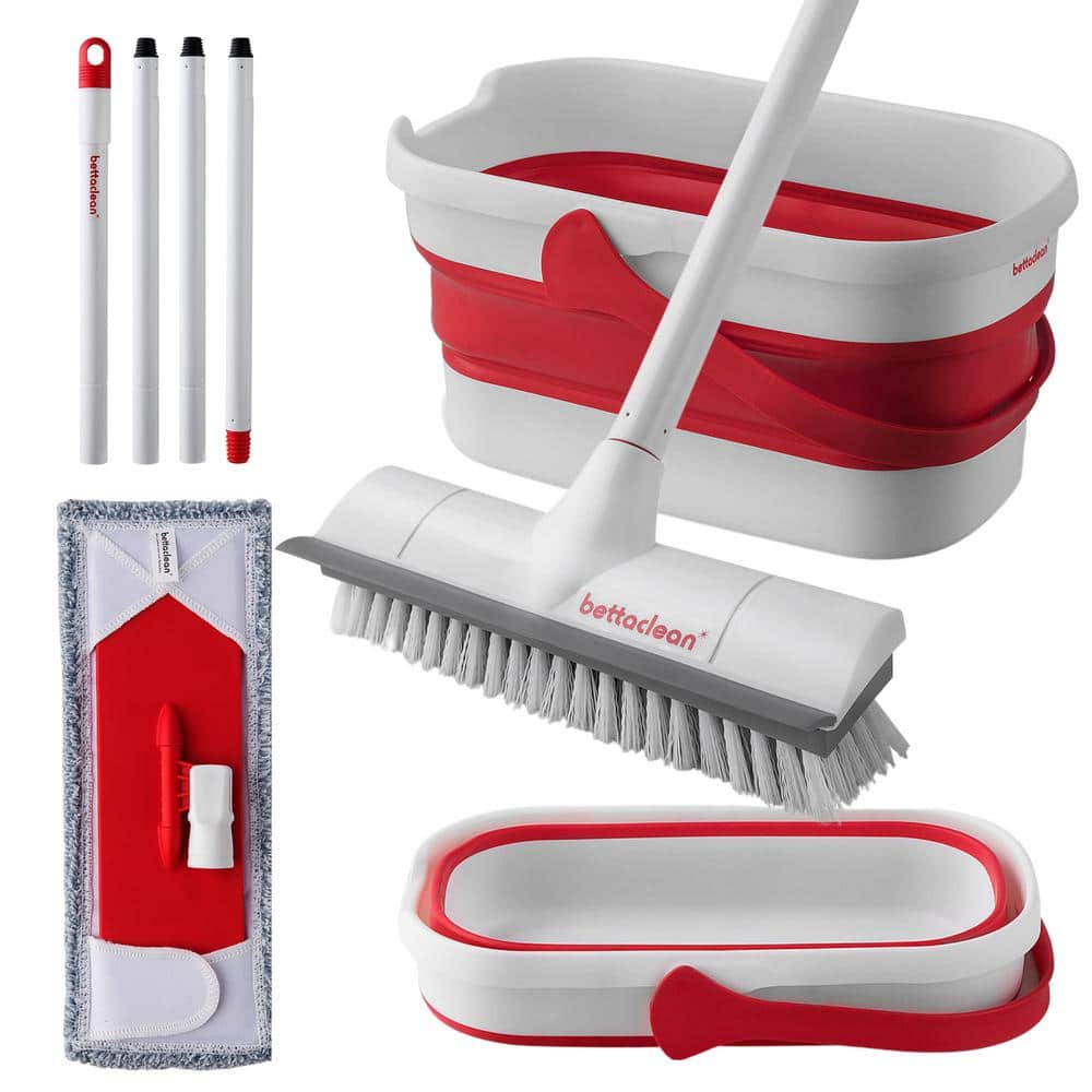 FAWEY TRED INC Red and White Microfiber Flat Mop and Bucket System with ...