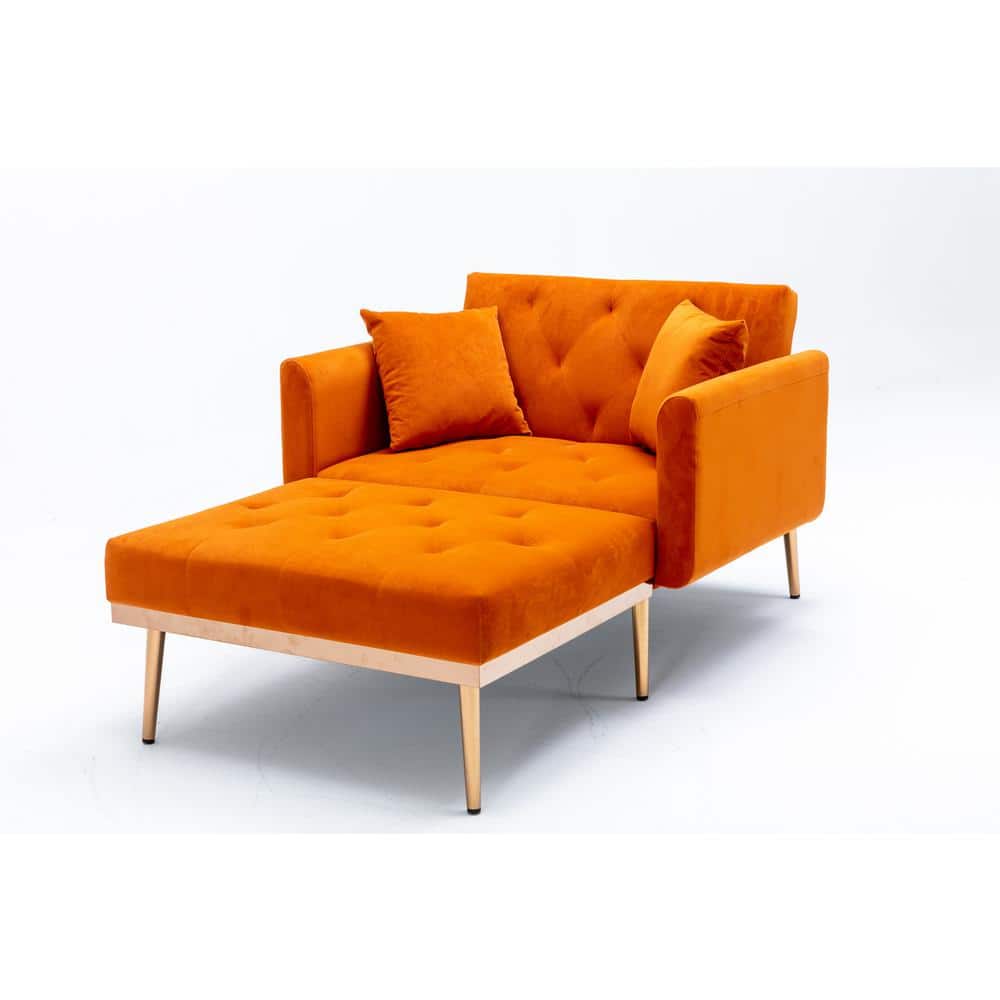 Orange Velvet Upholstery Chaise Lounge Chair YY17-OCH-03 - The Home Depot