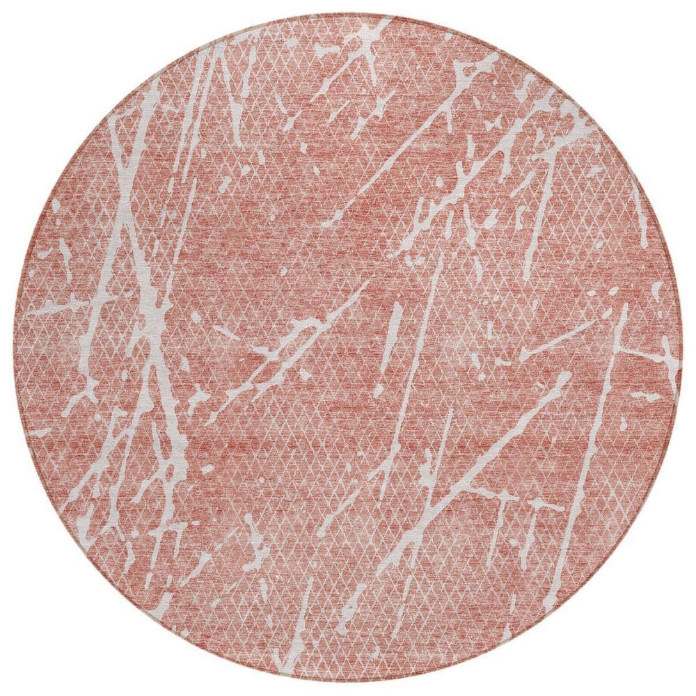 HomeRoots Blush, Ivory 8 ft. Round Woven Abstract Polyester Round ...