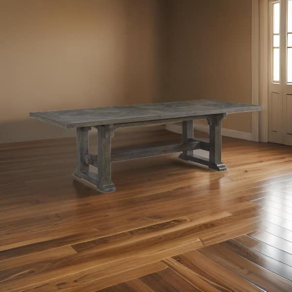 Benjara Koa Brown Wood 102 in. Trestle Dining Table Seats-10 BM314256 ...