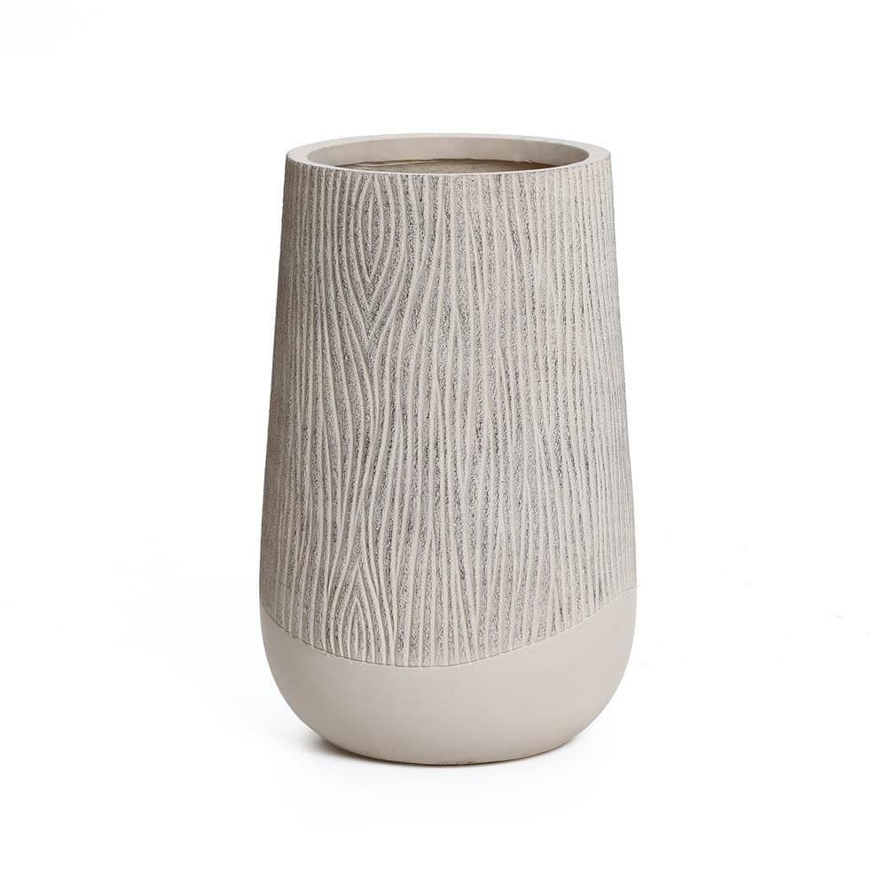 LuxenHome 19 in. Blended Tan with Wood Pattern Round Ceramic Tapered ...