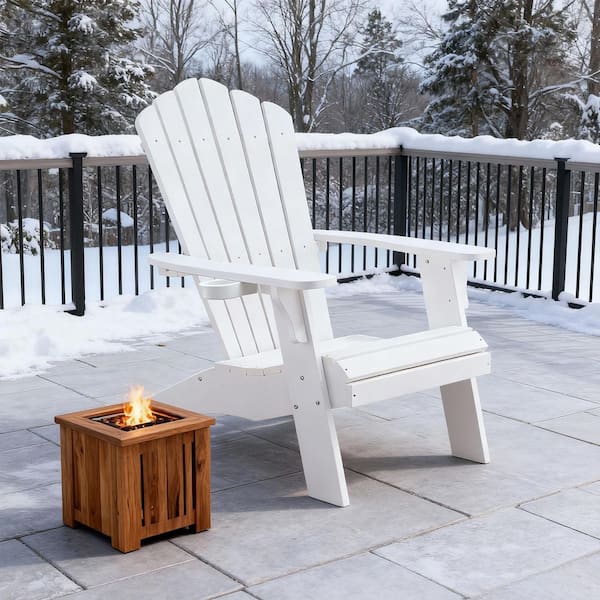 Eongdn White Oversized Adirondack Chair Fire Pit Chair with Cup Holder ...