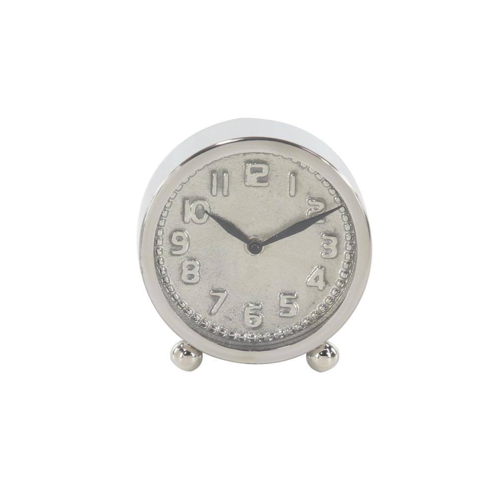 Litton Lane Silver Stainless Steel Glam Analog Tabletop Clock 43548 ...
