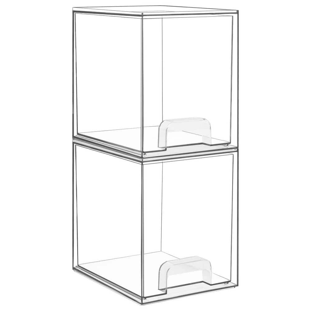 Numhew 2-Piece 7.6 in. H Clear Acrylic Plastic Stackable Storage ...