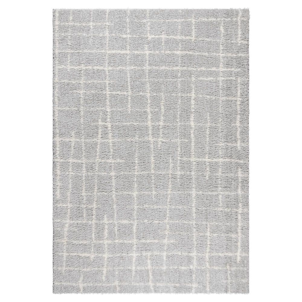 Gertmenian Holmby Benson Gray/Ivory 5 ft. x 7 ft. Abstract Shag Indoor ...