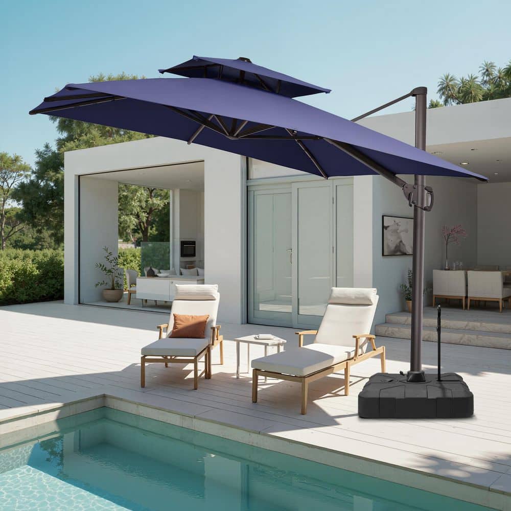 Pellebant 11 ft. x 9 ft. Aluminum Cantilever Offset 360° Rotation Patio ...