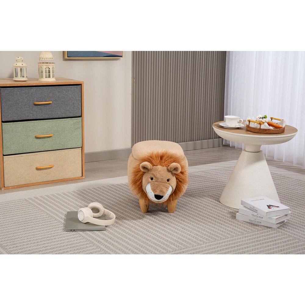 Home 2 Office Brown Polyester Lion Animal Storage Ottoman HO-W09-00054 ...