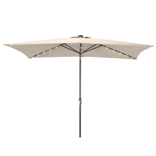 JOYESERY 6 ft. x 9 ft. Rectangular Market Umbrella Solar LED with Tilt ...