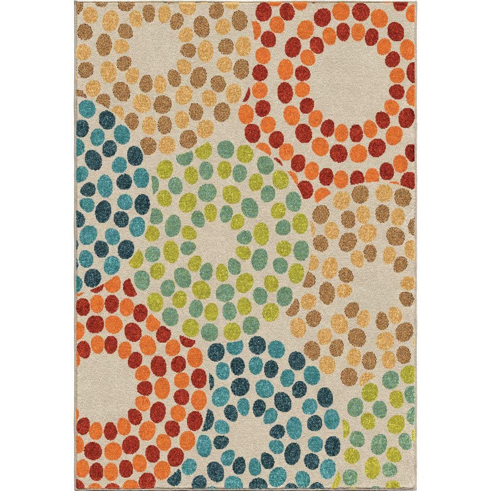 Orian Rugs Polka Circles Multi 8 ft. x 11 ft. Indoor/Outdoor Area Rug ...