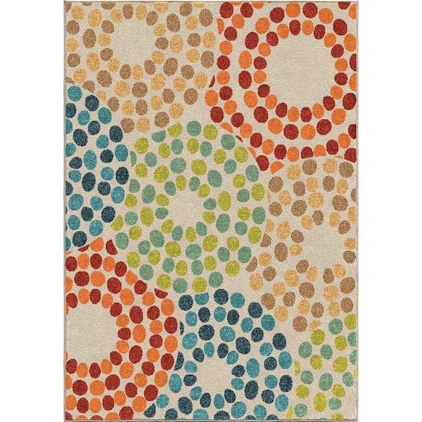 Orian Rugs Polka Circles Multi 8 ft. x 11 ft. Indoor/Outdoor Area Rug ...