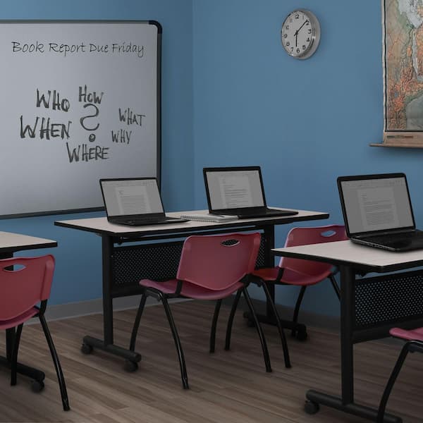 Regency Kobe 60 in. x 24 in. Maple Flip-Top Privacy Nesting Table Desk ...