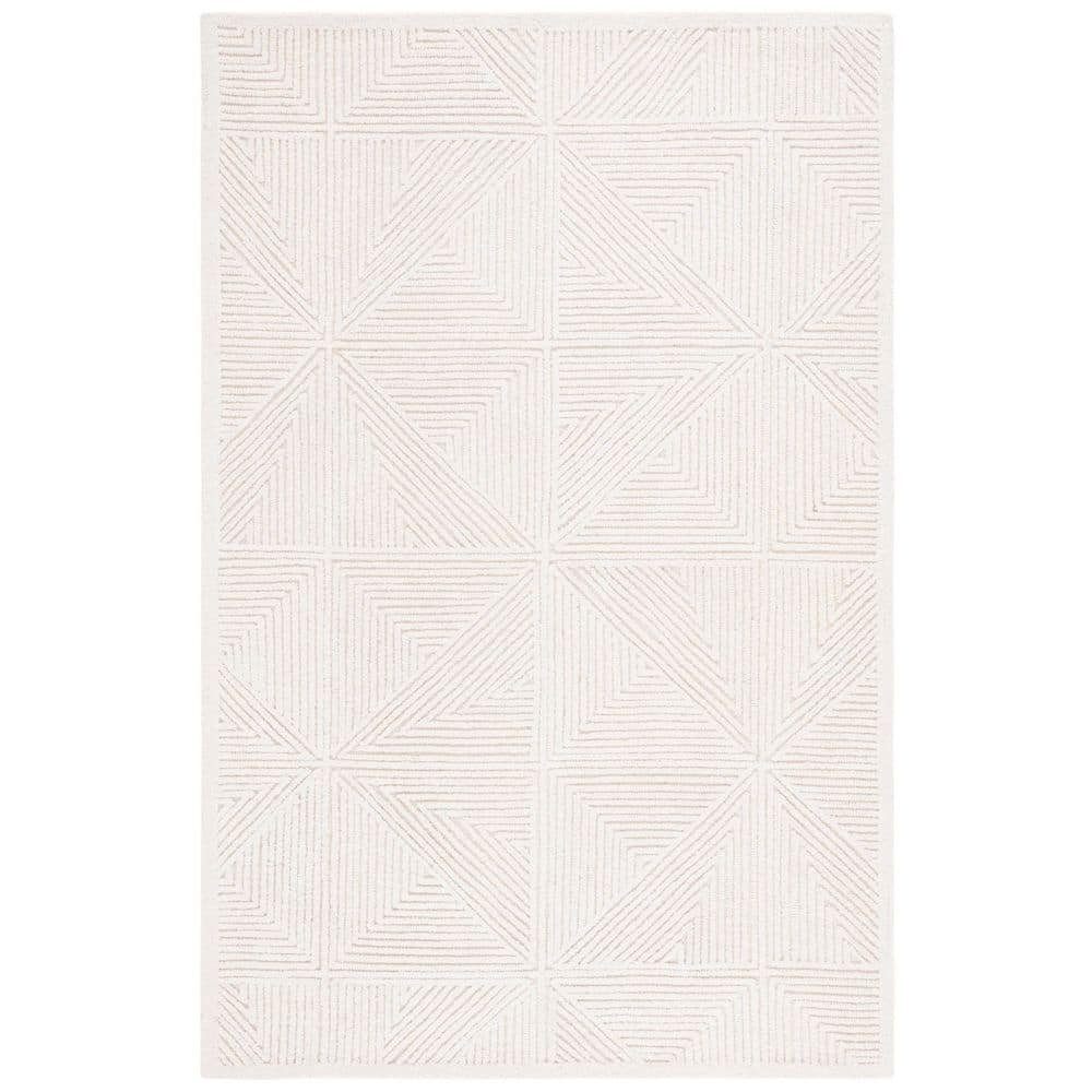 SAFAVIEH Textural 6 ft. x 9 ft. Ivory Triangle Striped Area Rug TXT103A ...