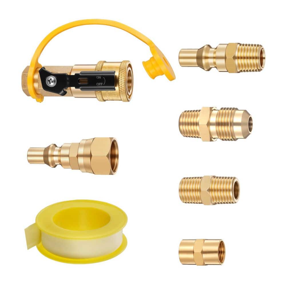 SVOPES RV Propane Quick Connect Adapter Valve, 7-Piece Set, 1/4 in. NPT ...
