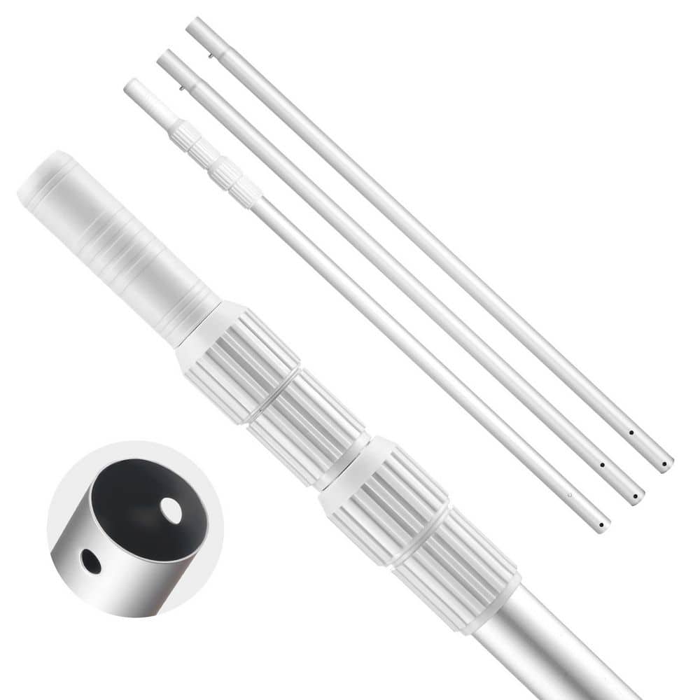 SKYSHALO 15 ft. Aluminum Telescopic Mop Handle Pole with 2-Extensions ...