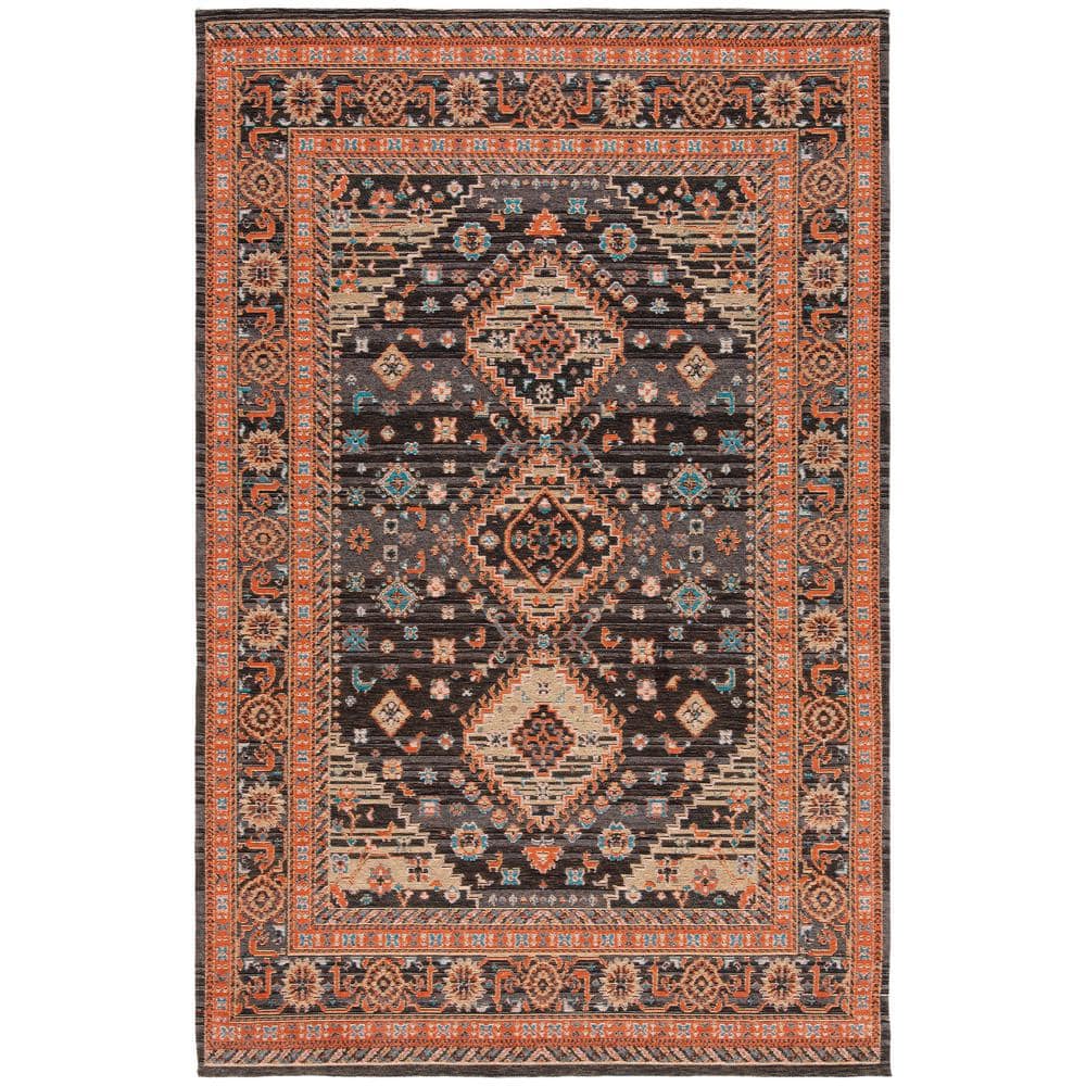 SAFAVIEH Classic Vintage Black/Rust 4 ft. x 6 ft. Border Floral Area ...