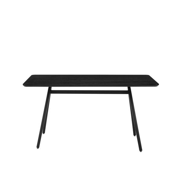 Welwick Designs 60 in. Rectangle Black Wood-Top Modern A-Leg Dining ...