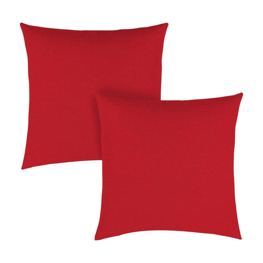 COVERS&ALL Sunbrella Red Square Outdoor Throw Pillow, (Set of 2 ...