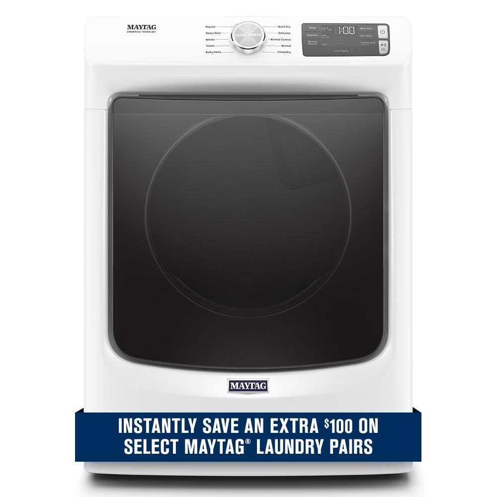 Maytag 7.3 cu. ft. 240-Volt White Stackable Electric Vented Dryer with ...
